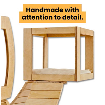 Versatile Ceiling-Mounted Cat Tree - Natural Wood Cat Tower with ...