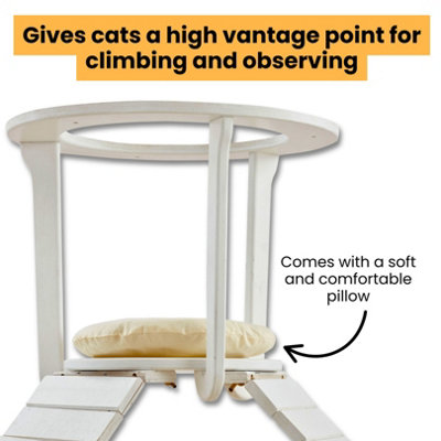 Versatile Ceiling-Mounted Cat Tree - White Wood Cat Tower with Shelves ...