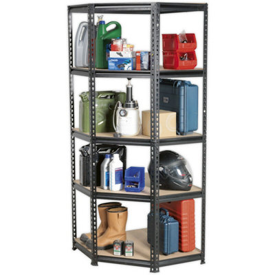 Versatile Corner Racking Unit with 5 Durable MDF Shelves and 150kg ...