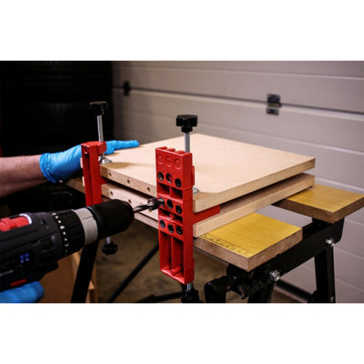 Versatile Doweling Jig Set with Clamps for 6mm, 8mm, and 10mm Holes