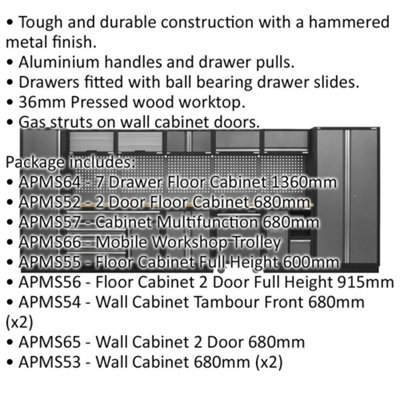 Versatile Modular Garage Storage System with Pressed Wood Worktop