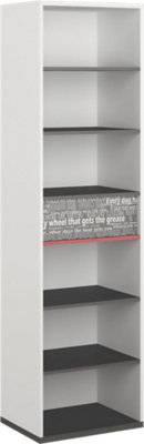 Versatile Philosophy Bookcase with Shelves and Drawer in Grey & White ...