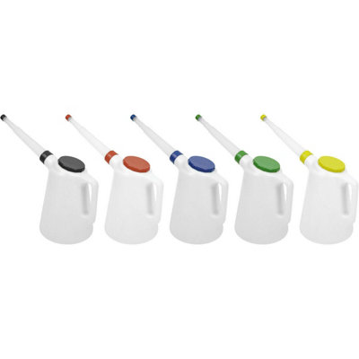Versatile Set of 5 Colorful 5L Oil Containers with Lids and Flexible Spouts