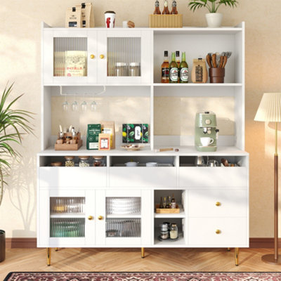 Versatile Storage Cabinet with Glass Door & Wine Rack - Modern Elegance ...