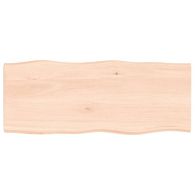 Versatile Table Top 100x40x2 cm Untreated Solid Wood Oak Live Edge