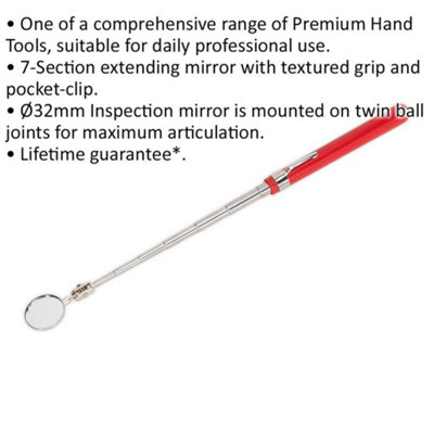 Versatile Telescopic Inspection Mirror with 32mm Round Reflector and ...