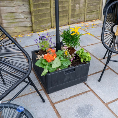 Versatile Three In One Box Umbrella Planter and Parasol Base