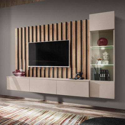 Verti Entertainment Unit - Premium Laminated Board - W220cm x H148cm x ...