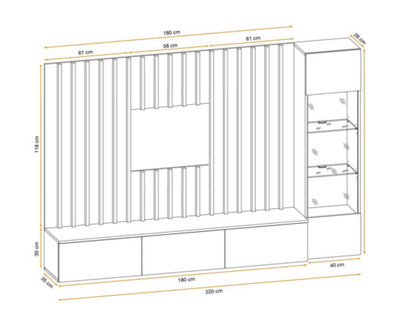 Verti Wall Entertainment Unit in Black and Oak Hickory - Chic Design ...