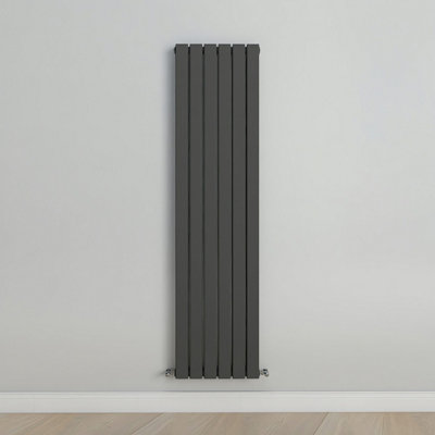 Vertical Anthracite Double Flat Panel Radiator (H) 1600 mm x (W) 408 mm.