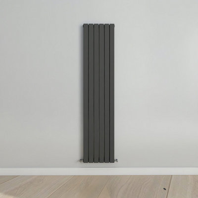 Vertical Anthracite Double Flat Panel Radiator (H) 1800 mm x (W) 408 mm.