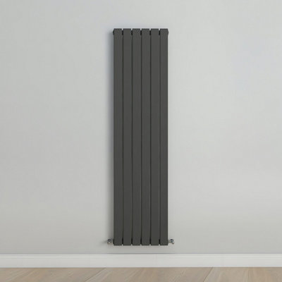 Vertical Anthracite Single Flat Panel Radiator (H) 1600 mm x (W) 408 mm.