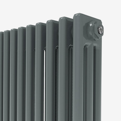 Vertical Anthracite Triple Column Radiator (H) 1800mm x (W) 200mm.