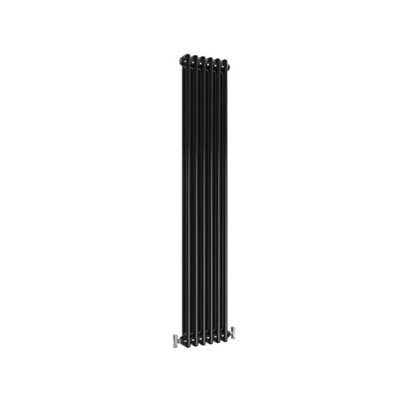 Vertical Black Double Column Radiator (H) 1500mm x (W) 290mm.