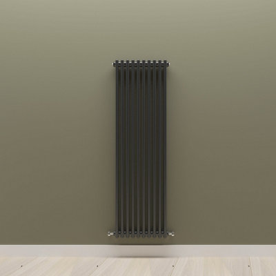 Vertical Black Double Column Radiator (H) 1500mm x (W) 470mm.