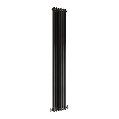 Vertical Black Double Column Radiator (H) 1800mm x (W) 290mm.