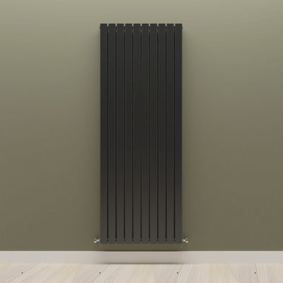 Vertical Black Double Flat Panel Radiator (H) 1800 mm x (W) 680 mm ...