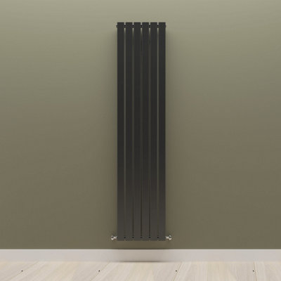 Vertical Black Single Flat Panel Radiator (H) 1800 mm x (W) 408 mm ...