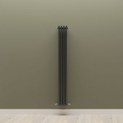 Vertical Black Triple Column Radiator (H) 1500mm x (W) 200mm.