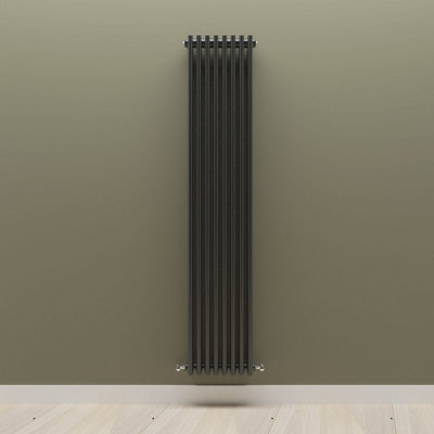 Vertical Black Triple Column Radiator (H) 1800mm x (W) 380mm, 6851 BTU ...