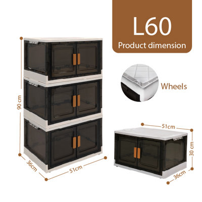 Vertical Box 55L Plastic Stackable and Collapsible Storage Boxes with ...