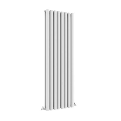 Vertical Double Panel Oval Column White Designer Radiator 1800x472mm