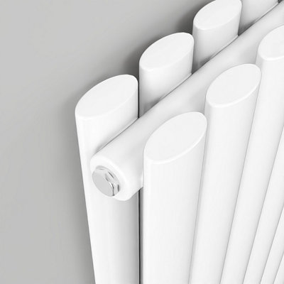 Vertical Double Panel Oval Column White Designer Radiator 1800x472mm