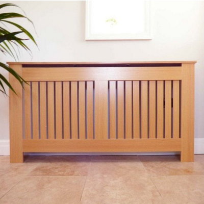 Vertical Grill Oak Radiator Cover - Large | DIY at B&Q