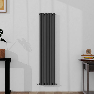 Vertical Single Panel Oval Column Anthracite Designer Radiator 1600x354mm