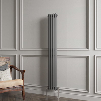 Vertical Traditional 2 Column Radiator Anthracite (H)1500mm (W)200mm ...