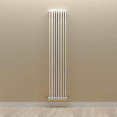 Vertical White Double Column Radiator (H) 1800mm x (W) 380mm.