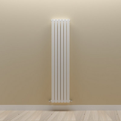 Vertical White Double Oval Panel Radiator (H)1600mm x (W)354mm.