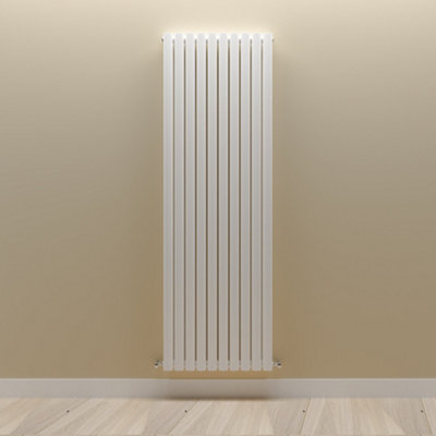 Vertical White Double Oval Panel Radiator (H)1800mm x (W)590mm.