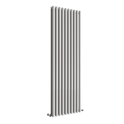 Vertical White Double Oval Panel Radiator (H)1800mm x (W)590mm.