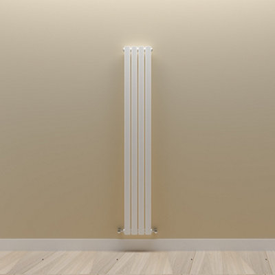 Vertical White Single Oval Panel Radiator (H)1600mm x (W)236mm.