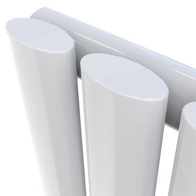 Vertical White Single Oval Panel Radiator (H)1600mm x (W)236mm.