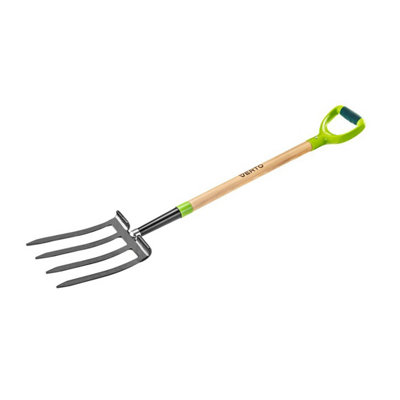 Verto Digging Fork 4 Teeth Wooden Handle with Plastic Grip
