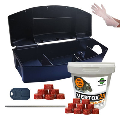 Vertox 300g Rodent Bait Block & CU Bait Box Fast Acting Rodent Control ...