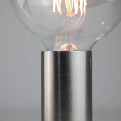 Verve Design Asha Satin Nickel Silver E27 Industrial Table Lamp Light ...