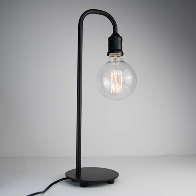 Verve Design Oden E27 Industrial Table Lamp Light Office Desk Bedside Metal Black Edison LED ...