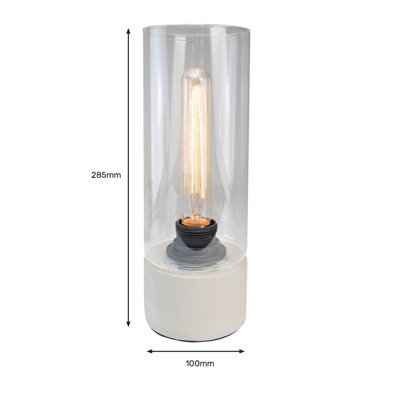 Verve Design Upton Glass Shade Concrete Cylinder E27 Industrial Table ...