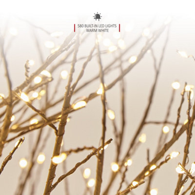 VeryMerry 5FT Micro Dot Birch Pre-Lit Christmas Tree with 580 LED Warm ...