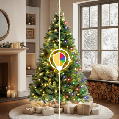 VeryMerry 7FT Pre Lit Christmas Tree 2in1 Dual-Color - Warm White/Multi ...