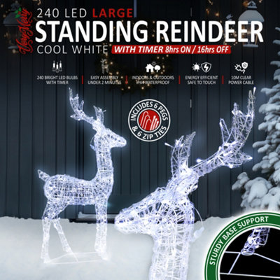 VeryMerry Christmas Outdoor Reindeer Stag, 240 LED Light Up Acrylic ...