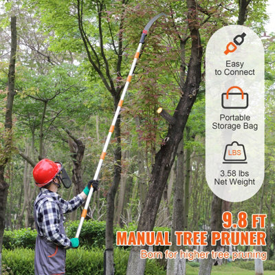 VEVOR Manual Pole Saw, 4.6-9.8ft Extendable Tree Pruner, Sharp Steel ...