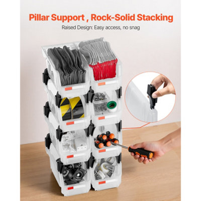 VEVOR Plastic Stackable Storage Bins, 10.9 x 5.5 x 5.1 inch (8 Pack ...