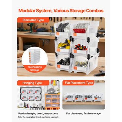 VEVOR Plastic Stackable Storage Bins, 14.8 x 8.5 x 7.1 inch (6 Pack ...