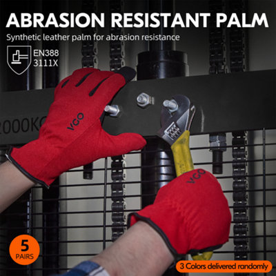 VGO 5-Pairs High Performance Safety Work Gloves For Men Women,Light ...