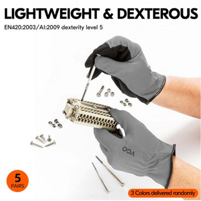VGO 5-Pairs High Performance Safety Work Gloves For Men Women,Light ...