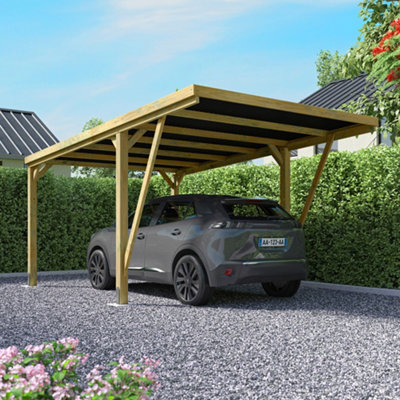 Victor Designer Wooden Carport 3 x 5m with Galvanised Concrete-in Feet ...